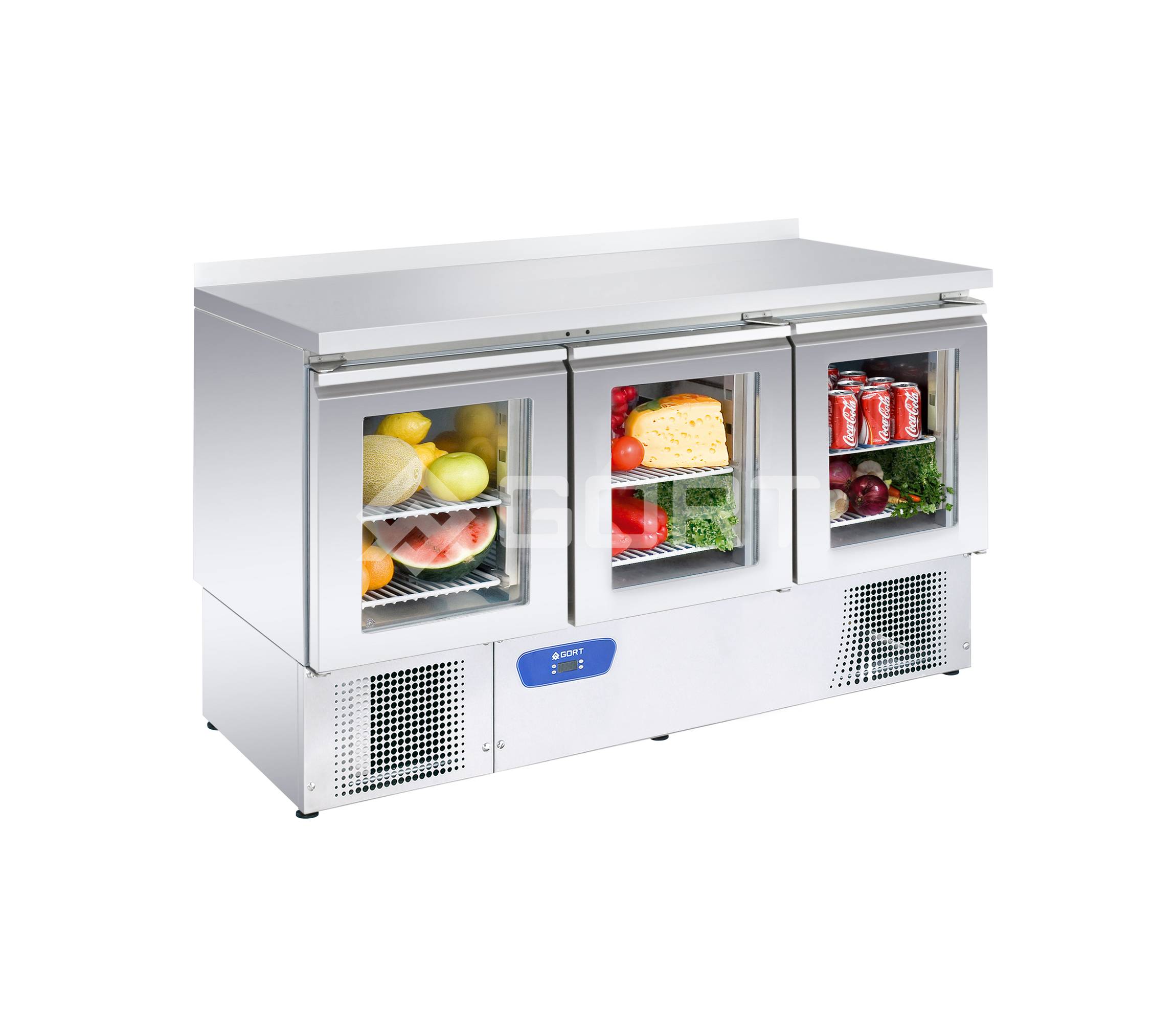 3 door refrigerated counter GN1/1 with compressor at the bottom - GORT ...
